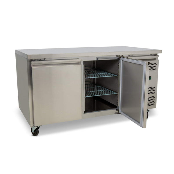 Two Door Commercial Worktop / Under Bench Fridge 800mm Depth – Super-modern