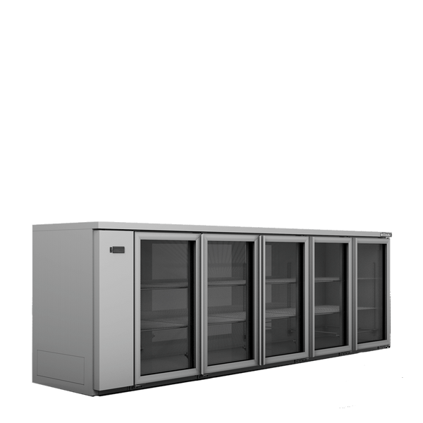 Cameo - Five Door Stainless Steel Remote Back Bar Counter Display Refr ...